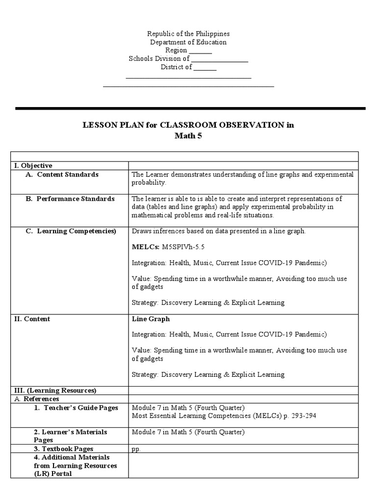C0-Lesson-Plan-Math 5 - Line Graph | PDF | Learning | Mathematics