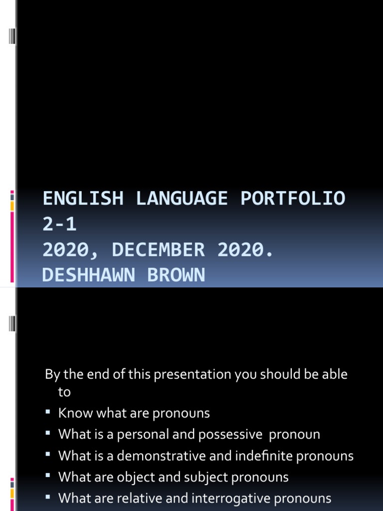 English Language Portfolio | PDF | Pronoun | Linguistics