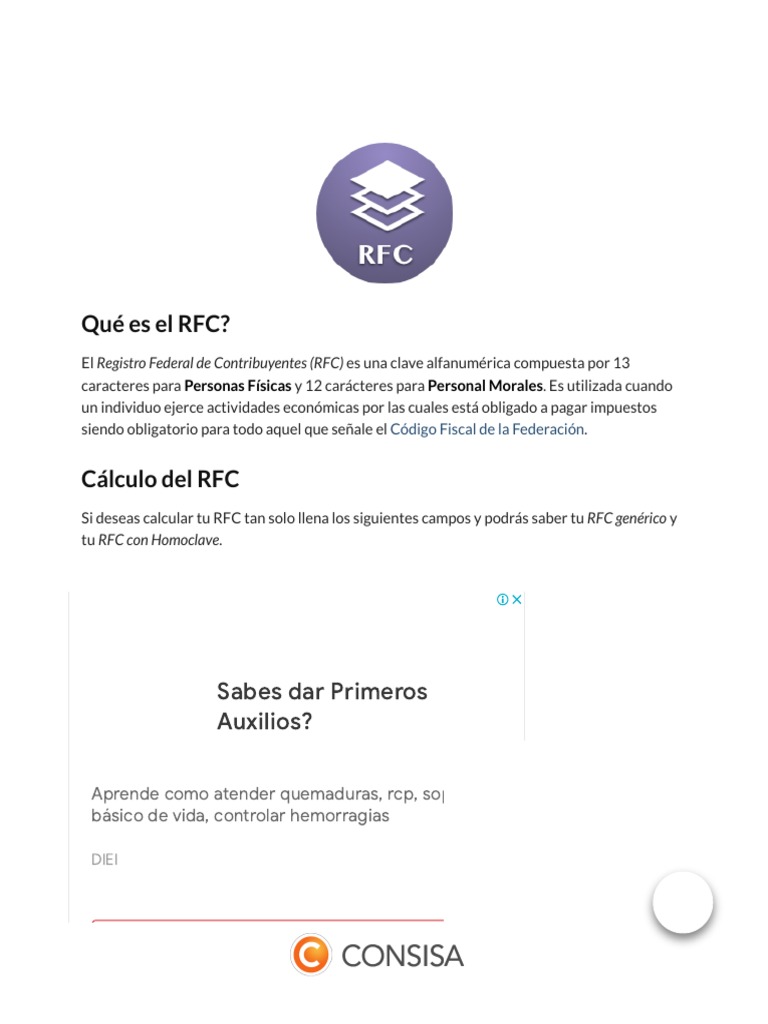 RFC - Cálculo en Linea Al Instante de Forma Sencilla y Sin Costo | PDF ...