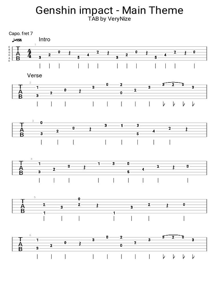 Guitar Pro - Genshin Impact - Main Theme | PDF