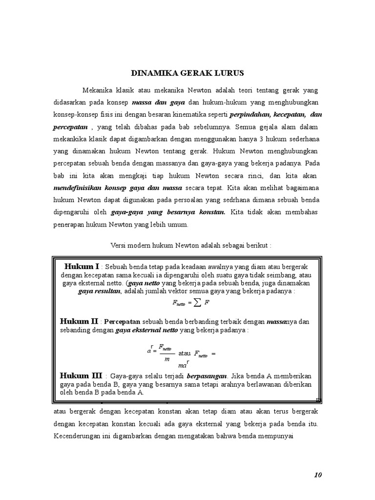 Dinamika Gerak Lurus | PDF