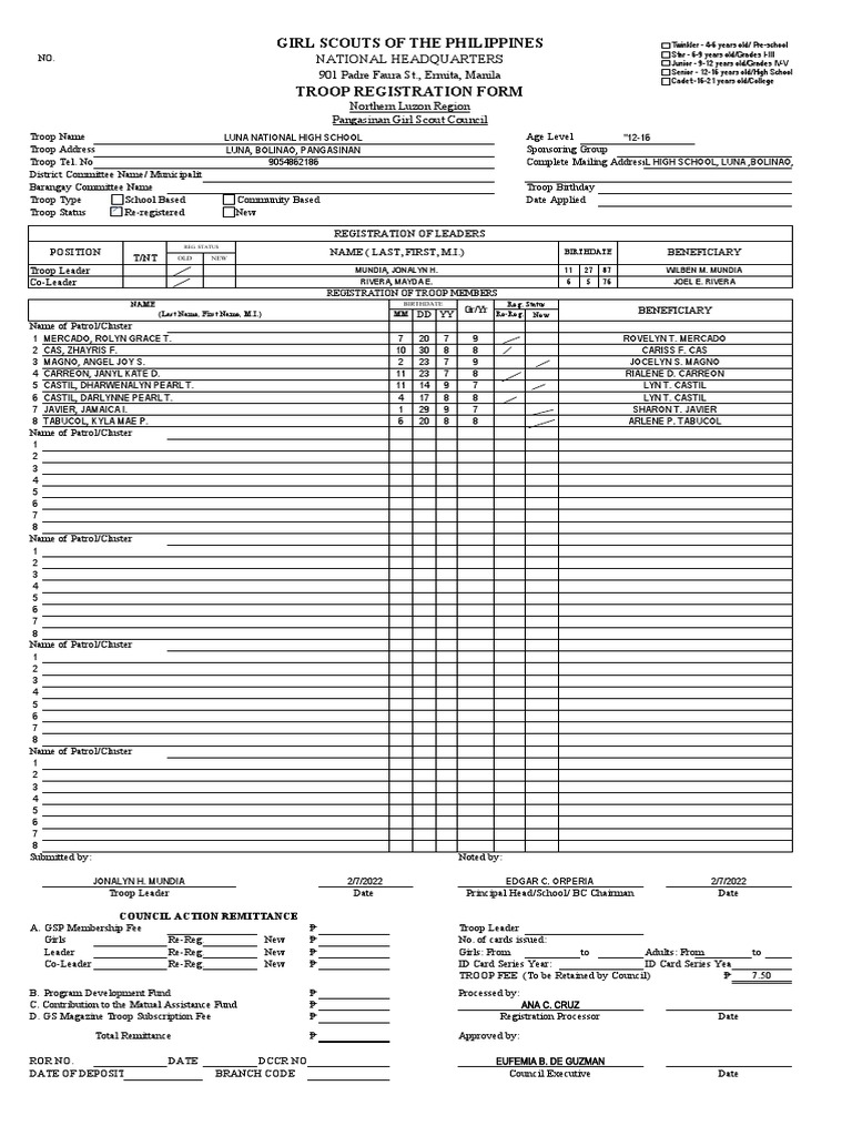 0 GSP Registration Form | PDF