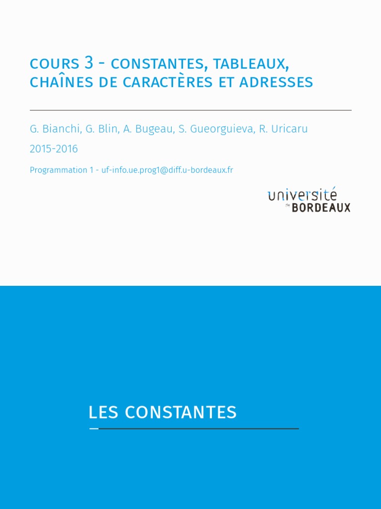 CM 3 Tableaux Et Chaines de Caracteres | PDF | Pointeur (programmation) | Données informatiques