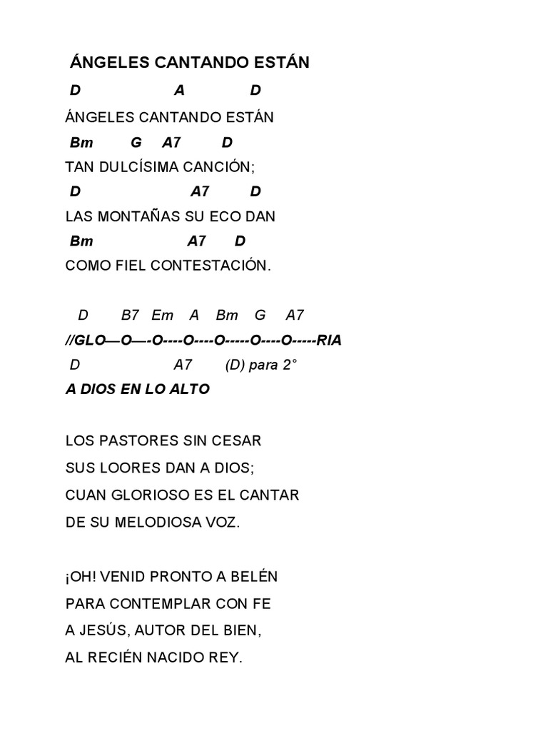 Ángeles Cantando: Acordes y Letra | PDF