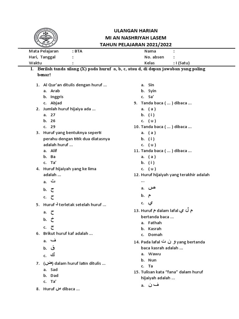 Soal BTA Terbaru | PDF