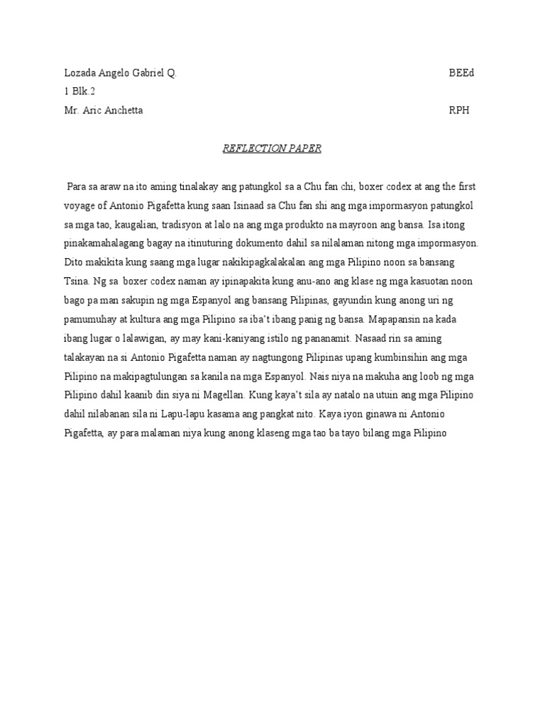7th REFLECTION PAPER_RPH_LOZADA_BEEd Blk2 | PDF