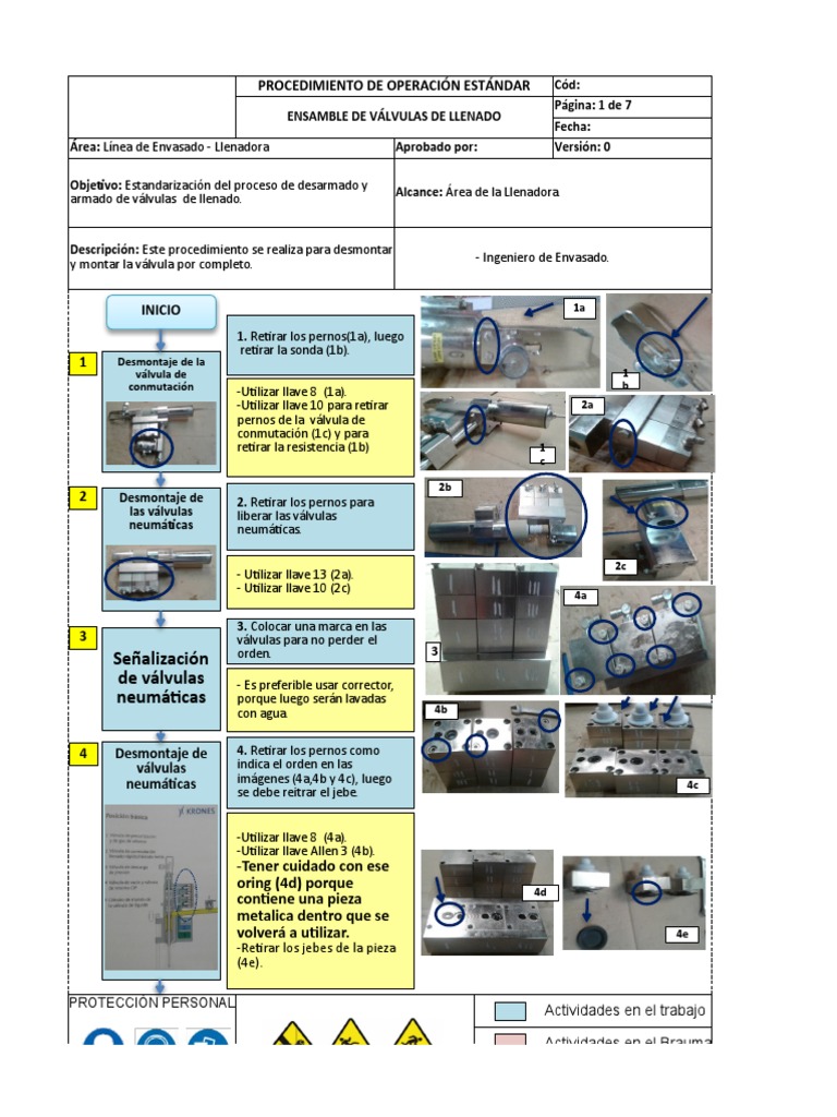 Sop Válvulas de Llenado | PDF | Máquinas | Herramientas