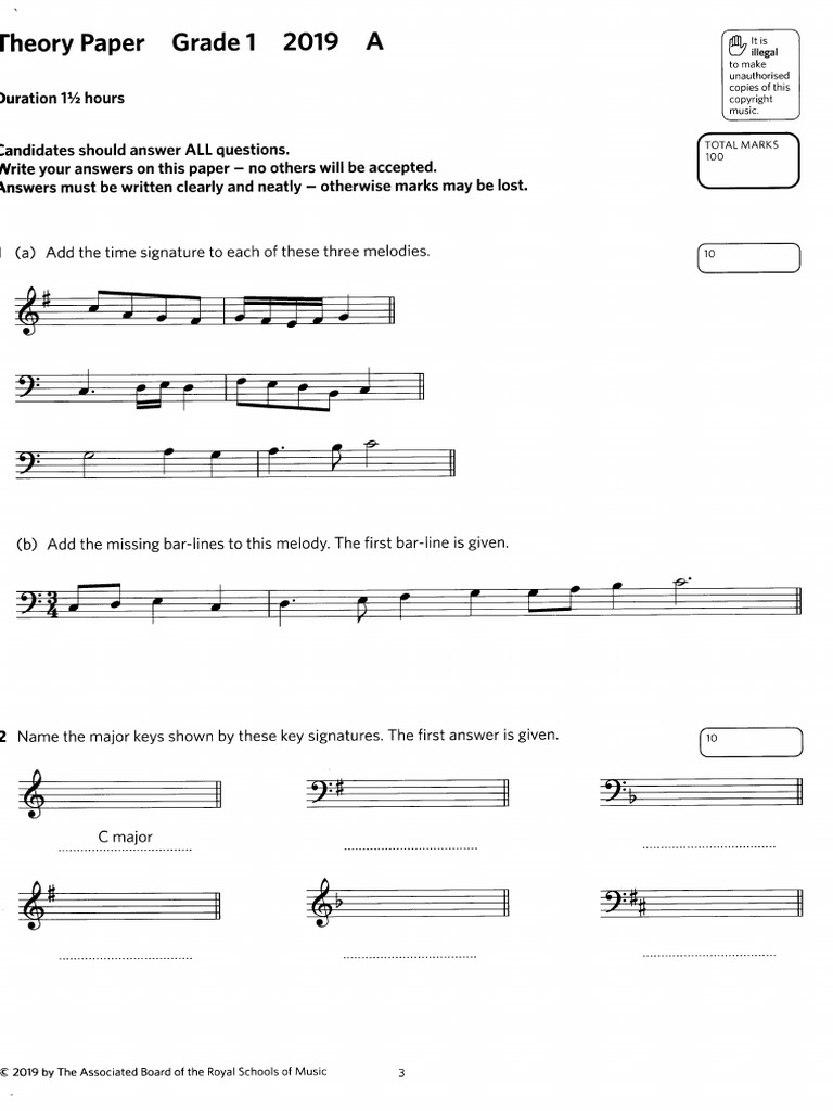 2019 Grade 1 Theory Archive | PDF