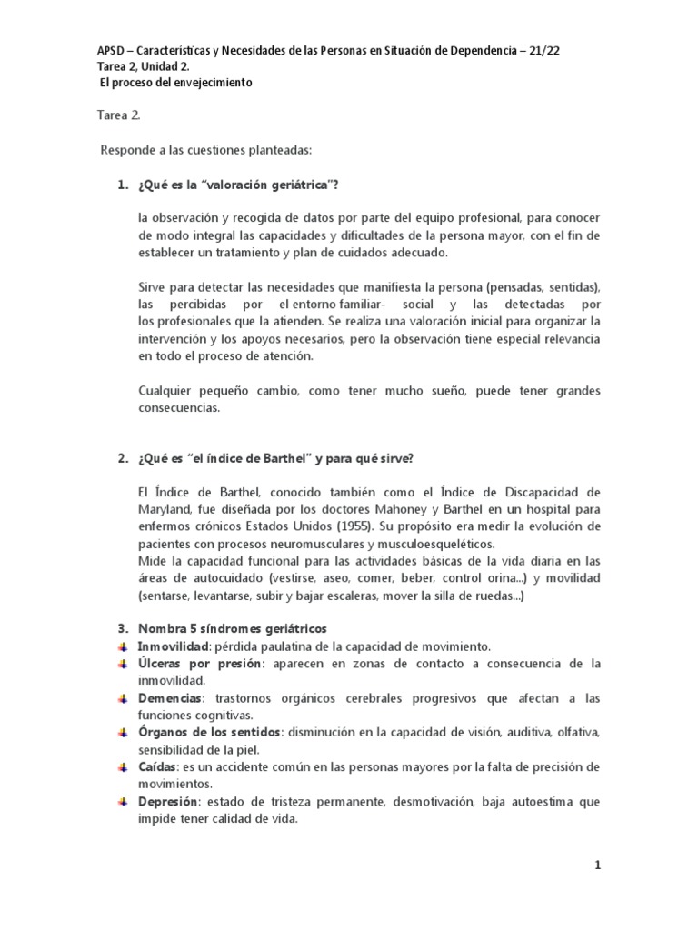 CNPSD Tarea2 Unidad2 Procesodelenvejecimiento | PDF