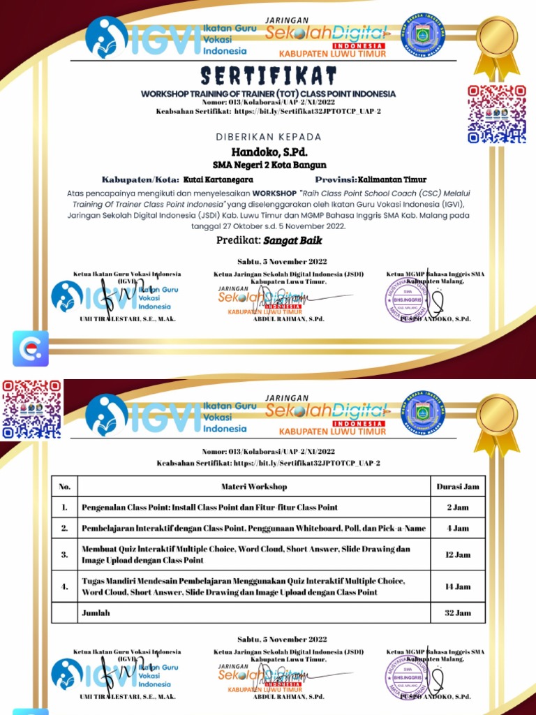 Sertifikat 32 JP TOT CP - UAP | PDF