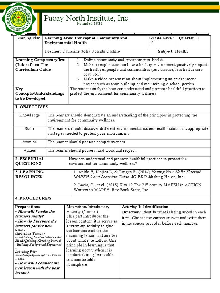 Health LP | PDF | Learning | Curriculum