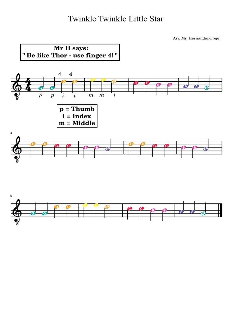 "Twinkle Twinkle Little Star Arrangements" | PDF