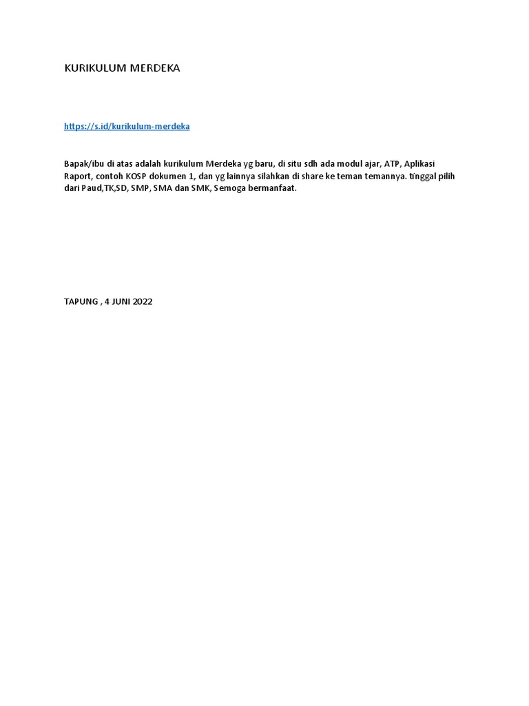 Panduan Kurikulum Merdeka 2022 | PDF
