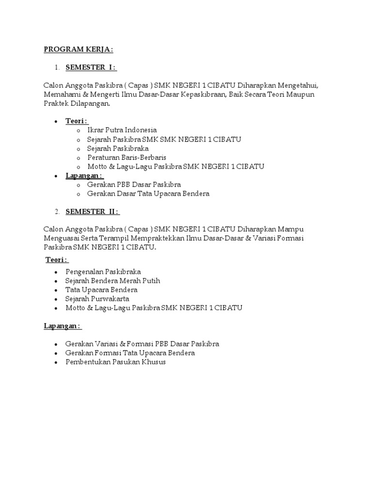 Program Kerja Paskibra | PDF
