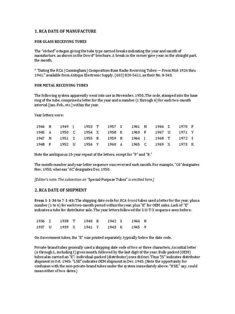 RCA Date Codes Long Clean | PDF