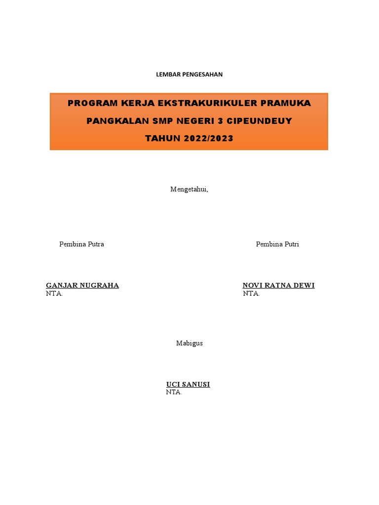 Lembar Pengesahan Pramuka | PDF