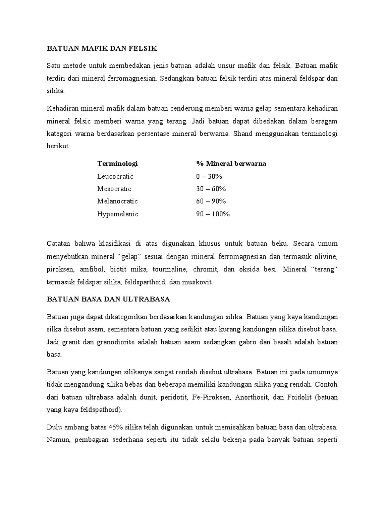 Batuan Mafik Dan Felsik | PDF