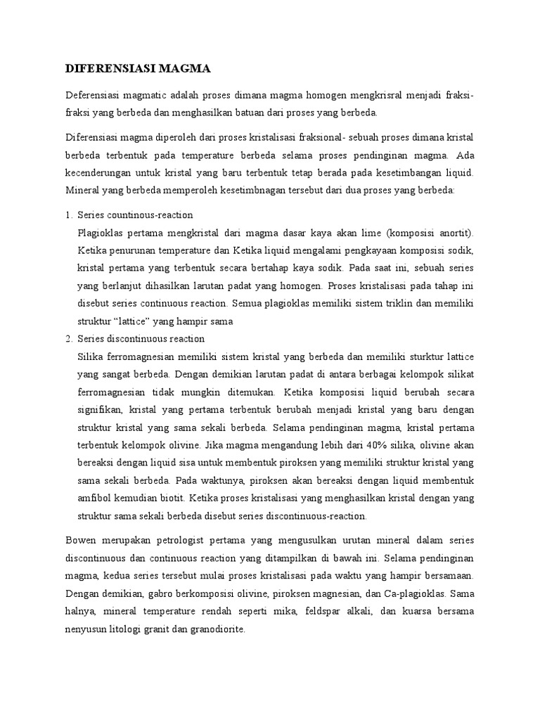 Diferensiasi Magma | PDF