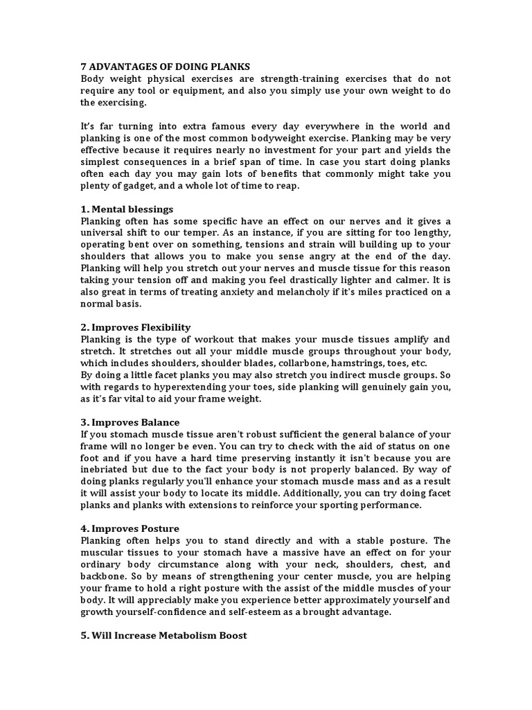 7 Advantages of Doing Planks | PDF | Musculoskeletal System | Anatomy