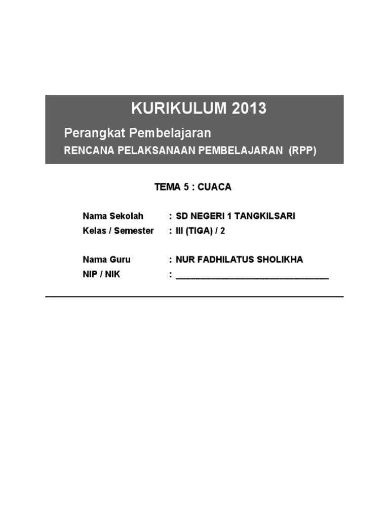 RPP KELAS 3 Tema5 | PDF
