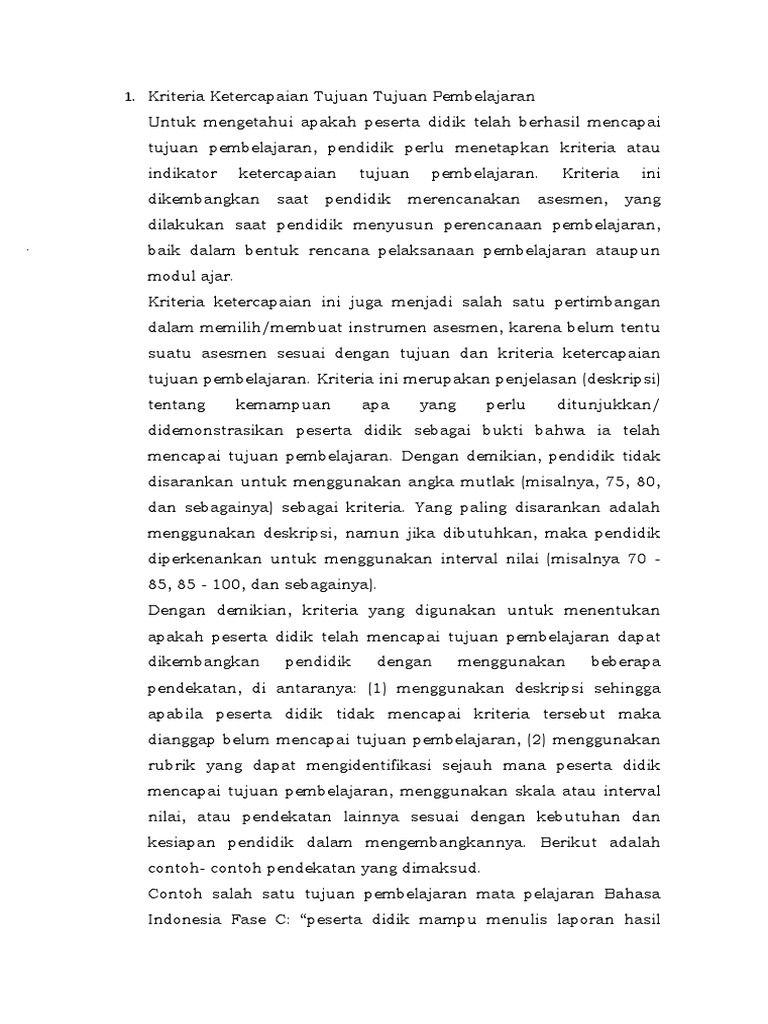 Kriteria Ketercapaian Tujuan Pembelajaran | PDF