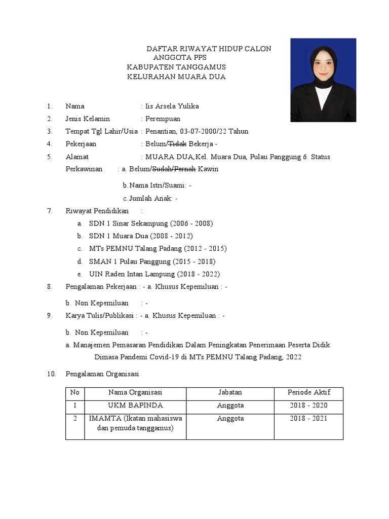Daftar Riwayat Hidup Iis PPS | PDF