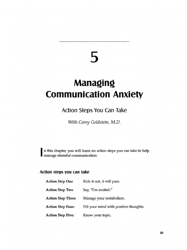 Managing Communication Anxiety | PDF