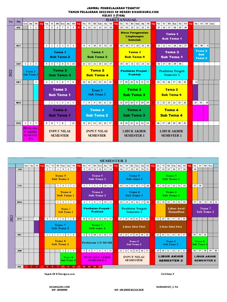 Jadwal Pembelajaran Kelas 3 SD 2022/2023 | PDF