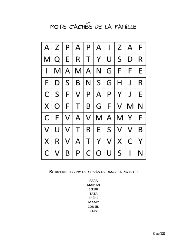 Mots cachés sur la famille | PDF