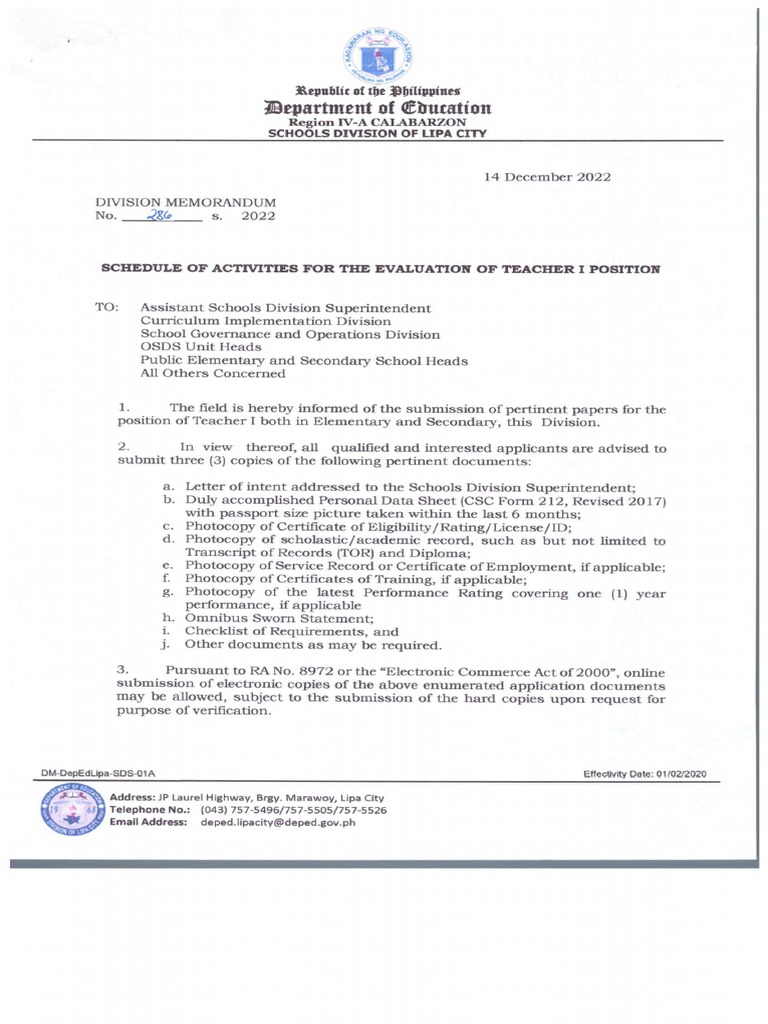 DM No 286 S 2022-2 | PDF