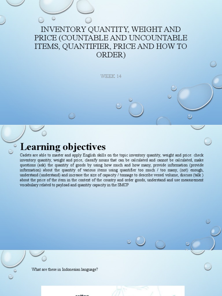 Inventory Quantity, Weight and Price 14 | PDF