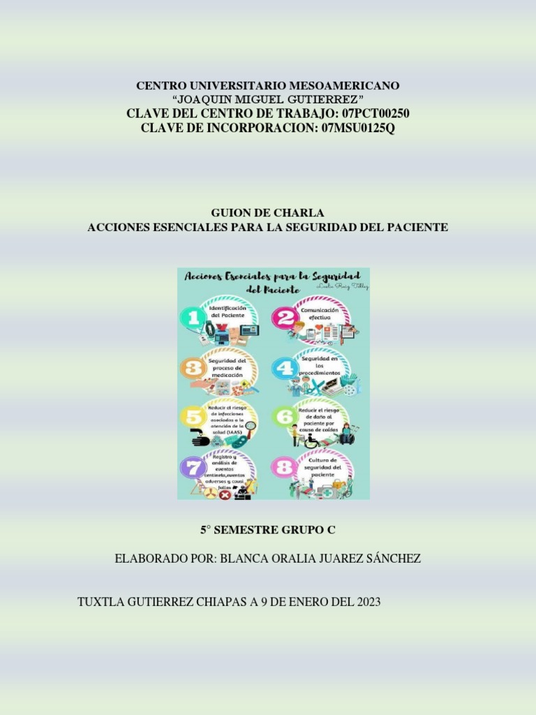 Guion 8 Acciones | PDF | Seguridad del paciente | Medicamentos con receta