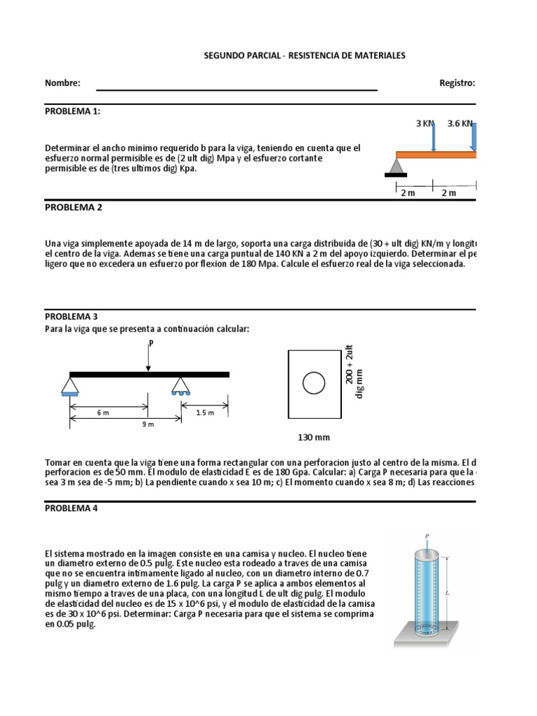 Segundo Parcial - Resistencia de Materiales 1.2021 | Descargar gratis PDF | Viga (Estructura ...