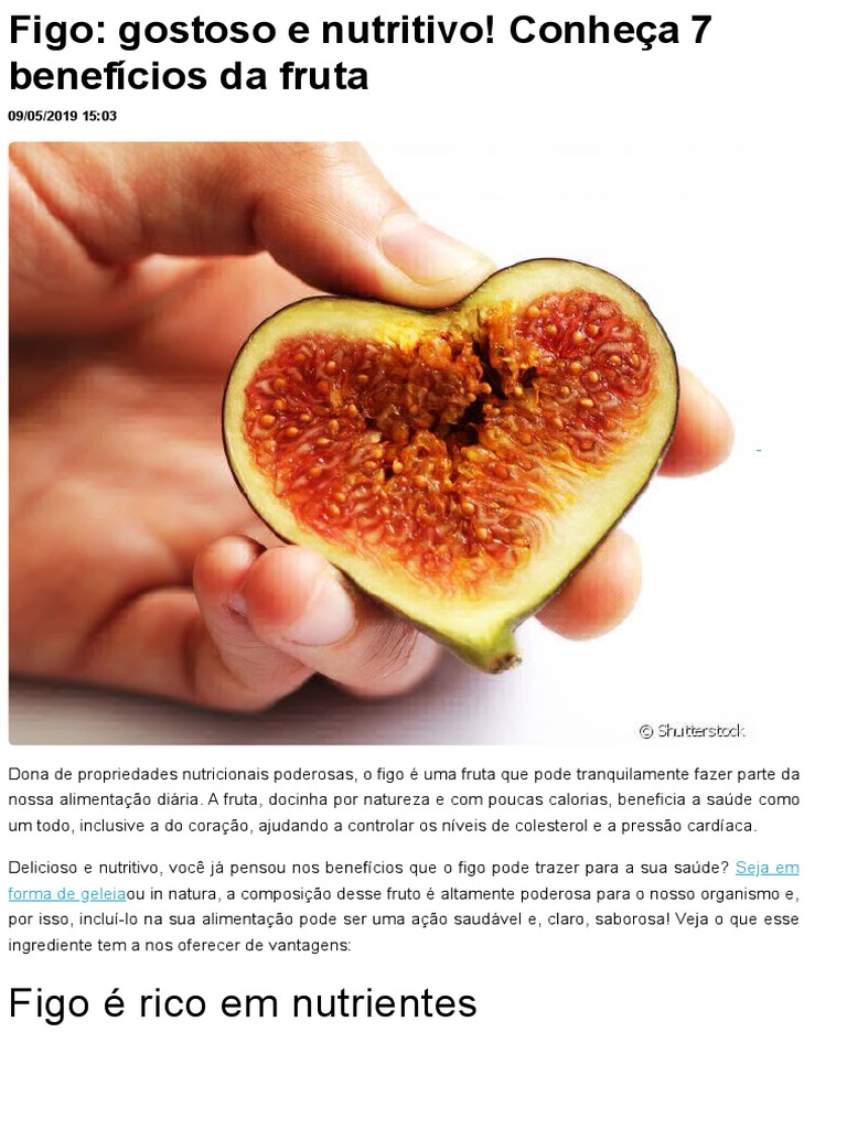 Figo - Gostoso e Nutritivo! Conheça 7 Benefícios Da Fruta - VPA | PDF ...