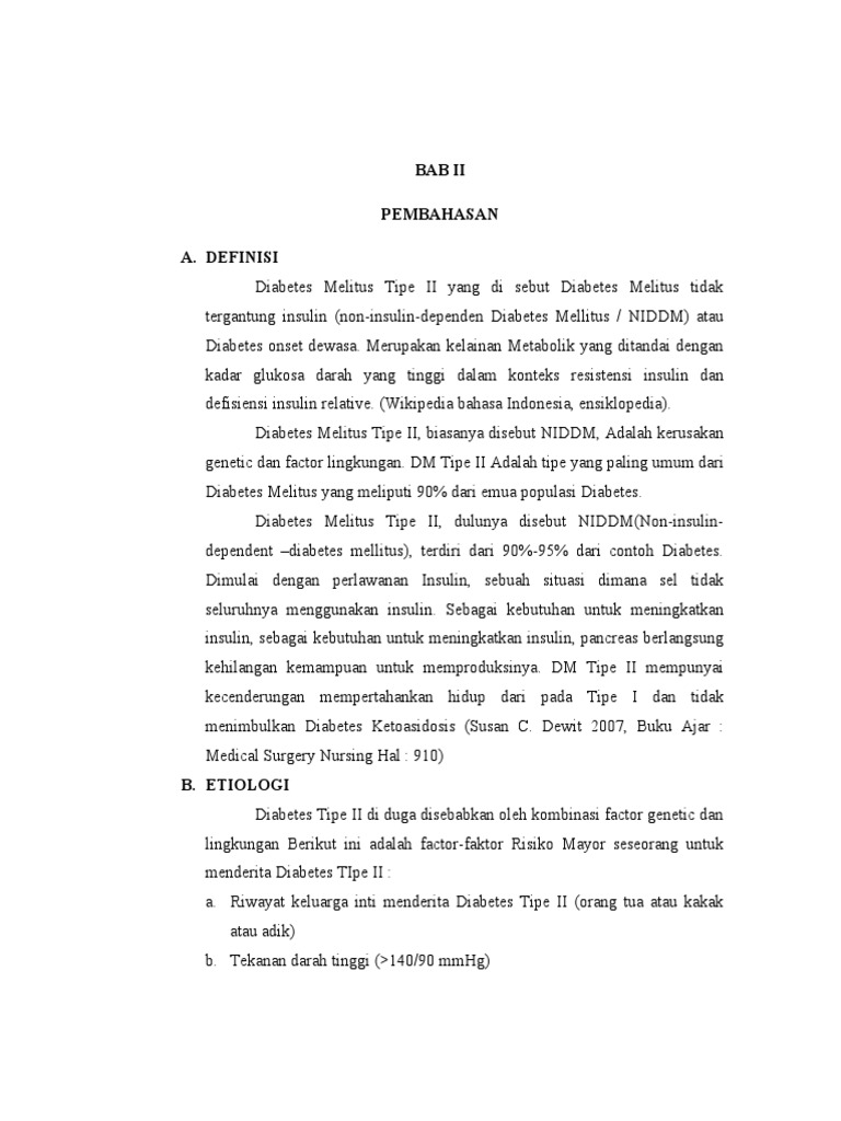 Laporan Pendahuluan Diabetes Tipe Ii | PDF