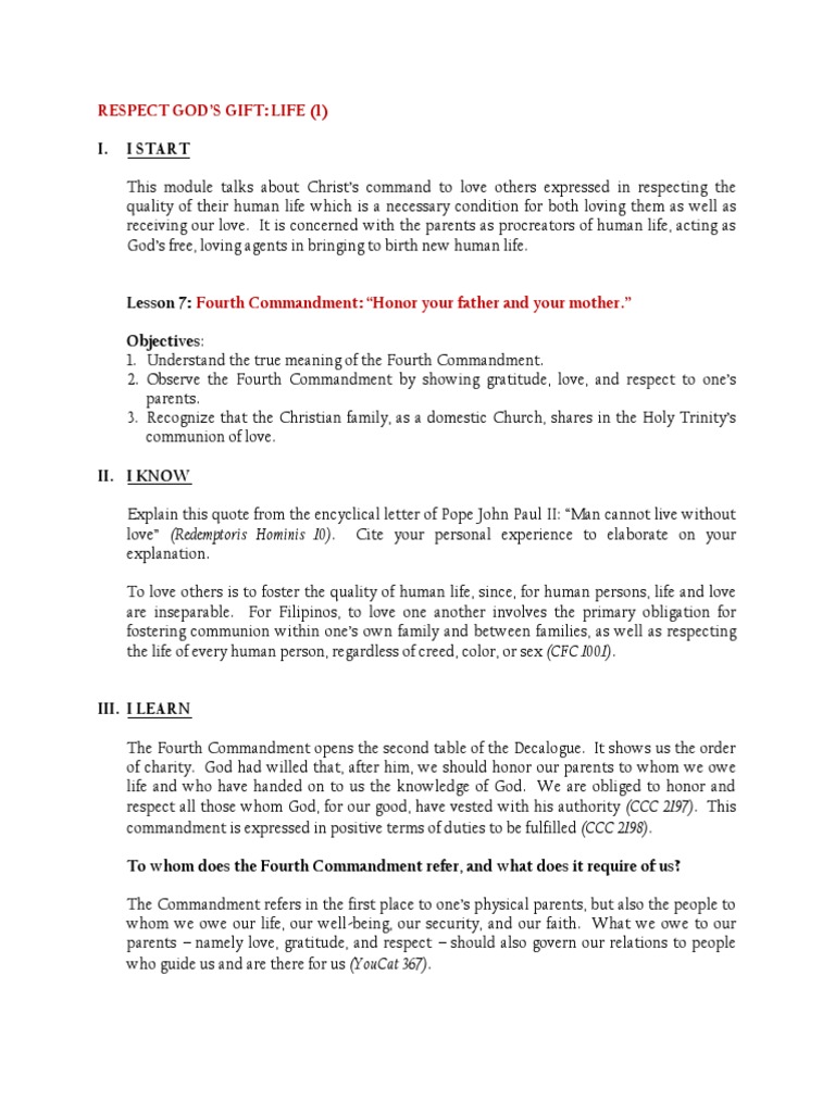 Lesson 7 - The Fourth Commandment | PDF | Ten Commandments | Love