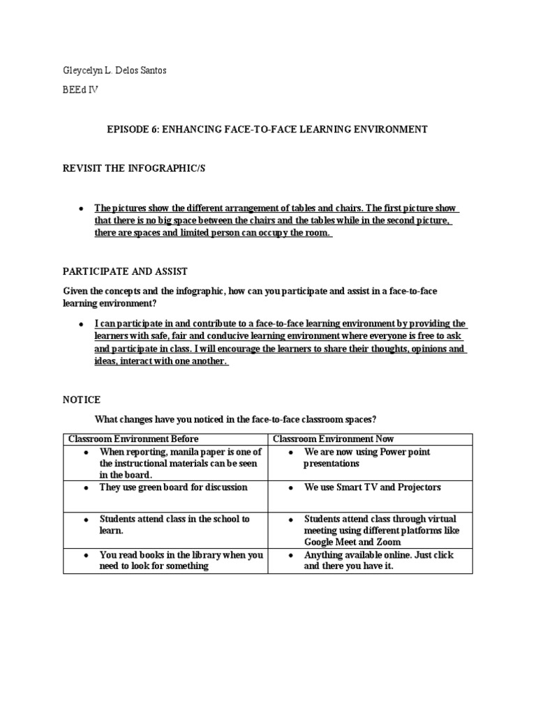 FS2 EPISODE 6: Enhancing A Face-to-Face Learning Environment | PDF ...