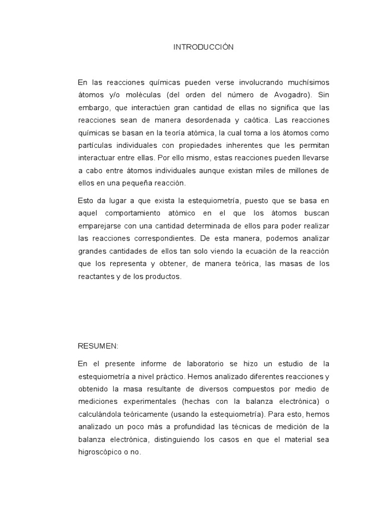 Laboratorio de Química N7 | PDF | Estequiometría | Reacciones químicas
