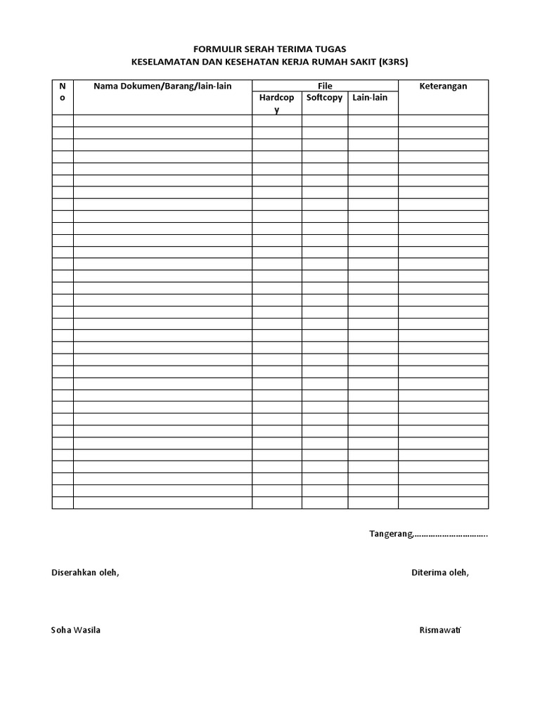 Formulir Serah Terima | PDF