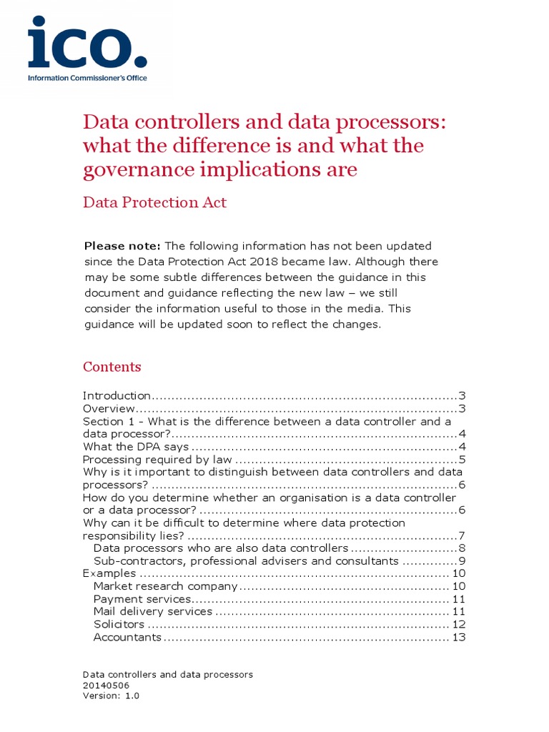 Data Controllers And Data Processors Dp Guidance Pdf Mail Central Processing Unit