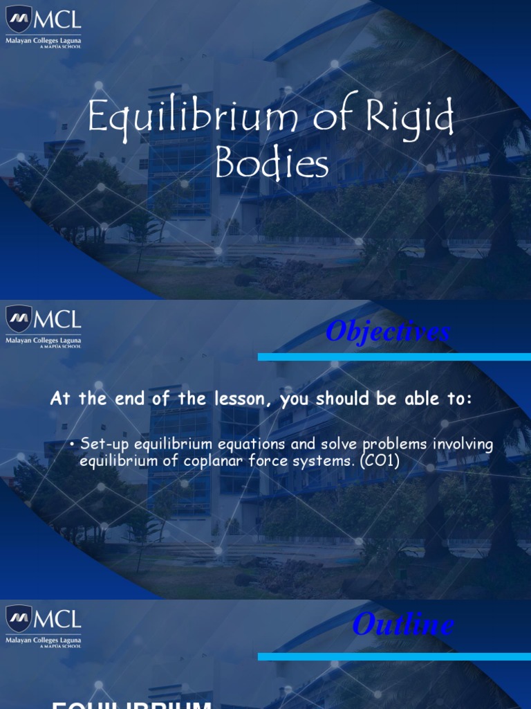 LR4.1 Equilibrium of Rigid Bodies MMI MEC101 | PDF | Force | Equations