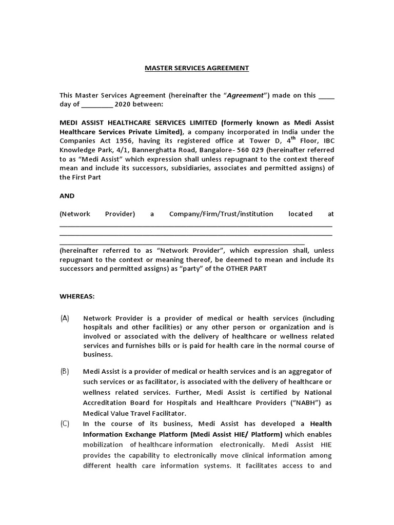 Master Services Agreement | PDF | Indemnity | Liability Insurance