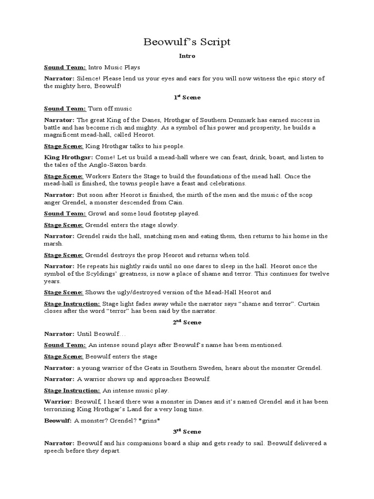 Theatre Scripts | PDF | Beowulf | Germanic Heroic Legends