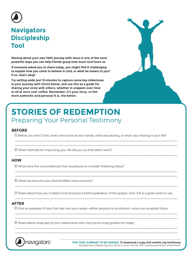 Navigators Discipleship Tool: Personal Testimony Guide | PDF | Jesus ...