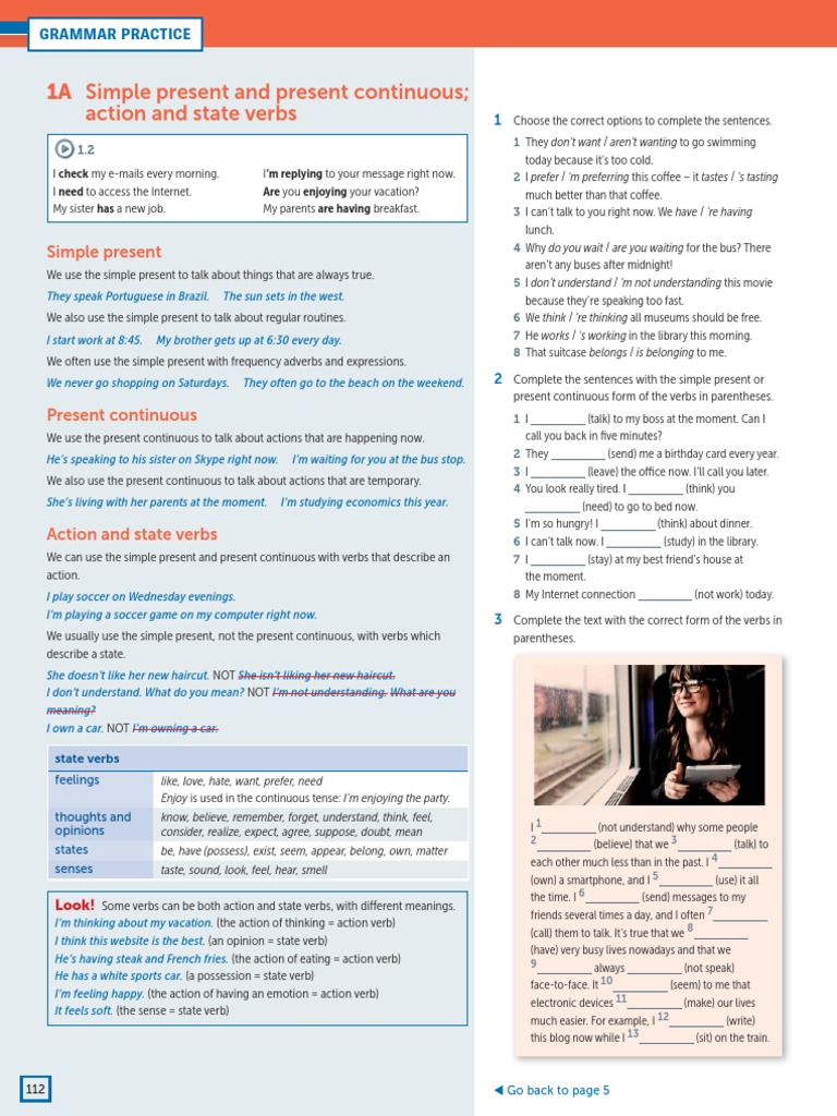 Advanced 1 Grammar and Vocabulary Practice | PDF | Verb | Subject (Grammar)