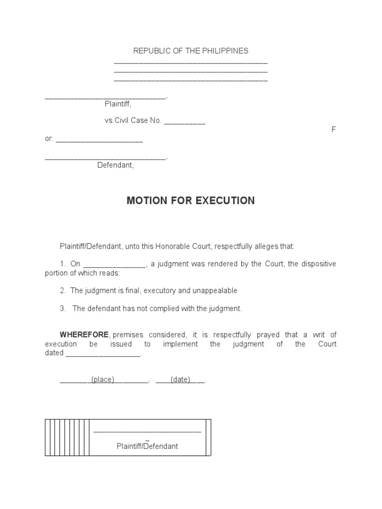 Motion For Execution in Small Claims Cases | PDF