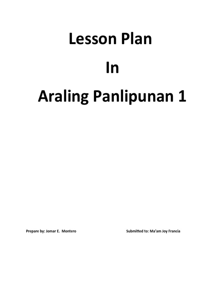 Araling Panlipunan 1 - Lesson Plan | PDF