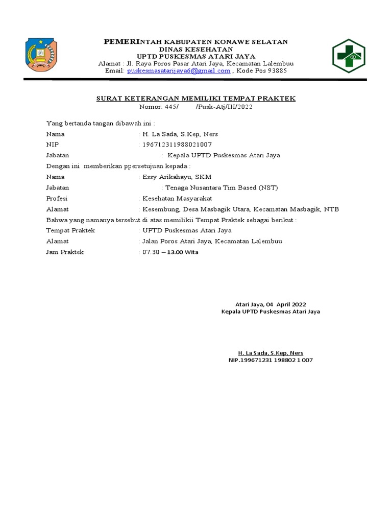 1.3 Surat Keterangan Memiliki Tempat Praktik | PDF