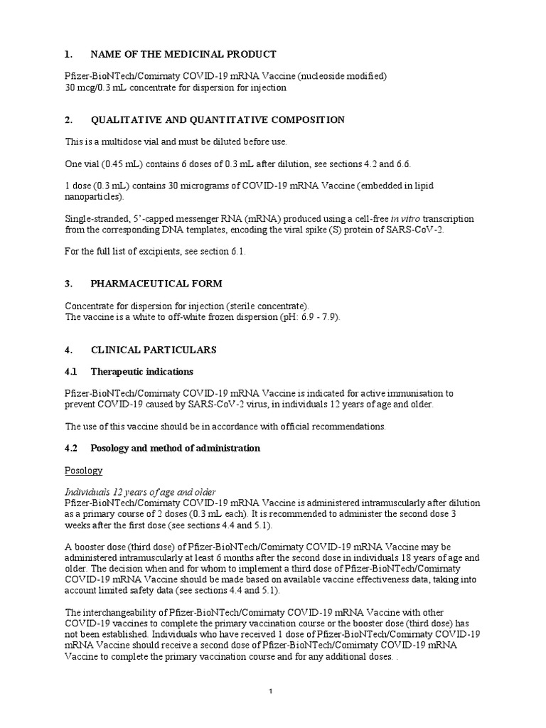 Pfizer BioNTech and Comirnaty Product Information For HCP | PDF | Clinical Medicine | Medicine