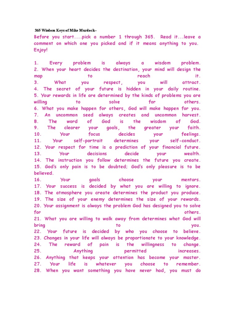 1001 Wisdom Keys Of Mike Murdock Pdf - revizionreal